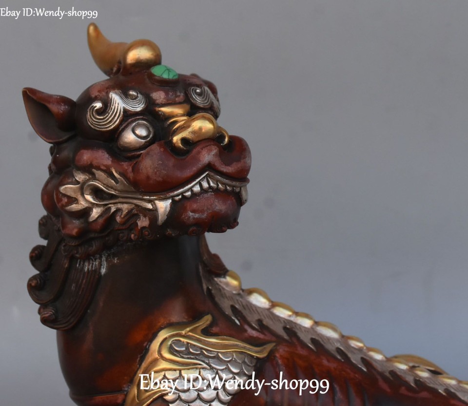 Unique Purple Bronze Gilt Dragon Pixiu Beast Feng Shiu Guardian Animal ...