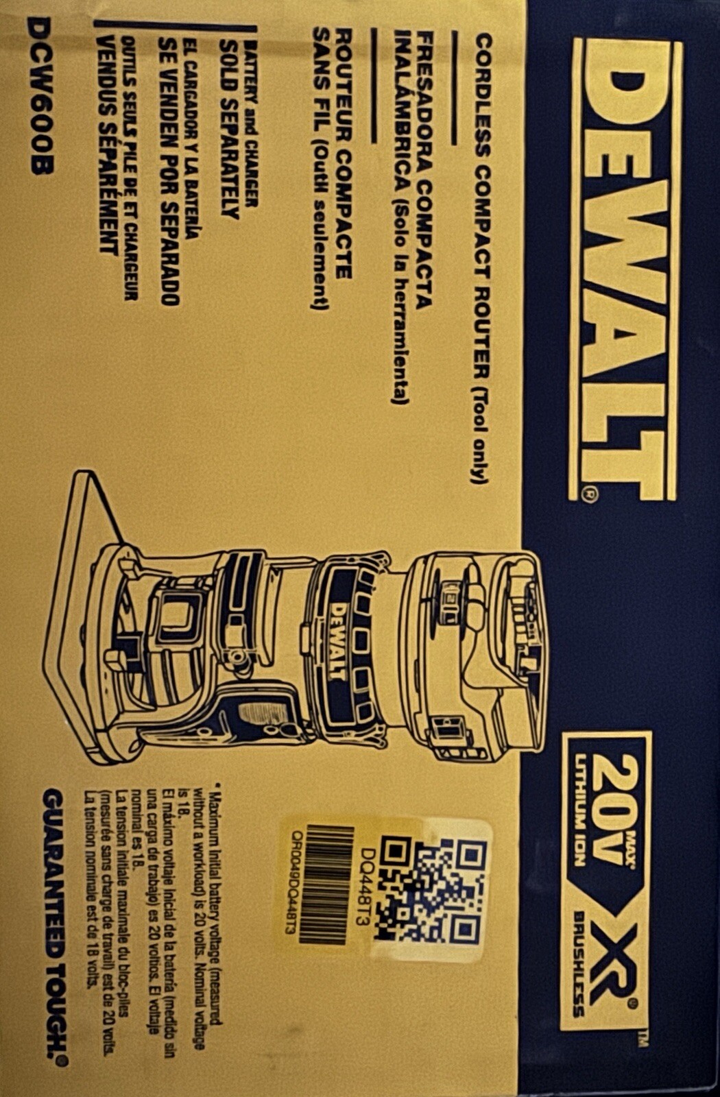 DEWALT DCW600B DCW600 20V MAX XR Cordless Compact Router - NIB (Tool Only)