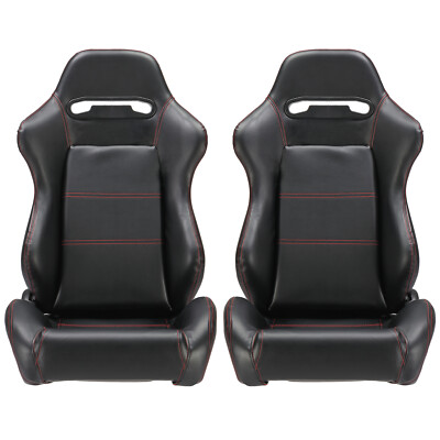 1Pair Faux Leather Racing Seats Sport Seats Reclinable Bucket Universal ...