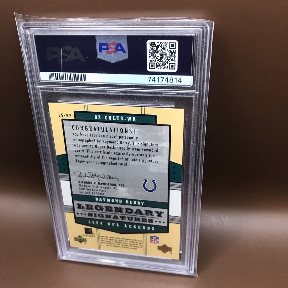 2004 UD NFL Legends Raymond Berry Legendary Auto Autograph #LS-BE PSA 9 ...