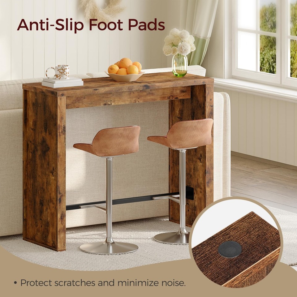 Bar Table, 35.4" Counter Height Pub Table, Industrial Rectangular ...