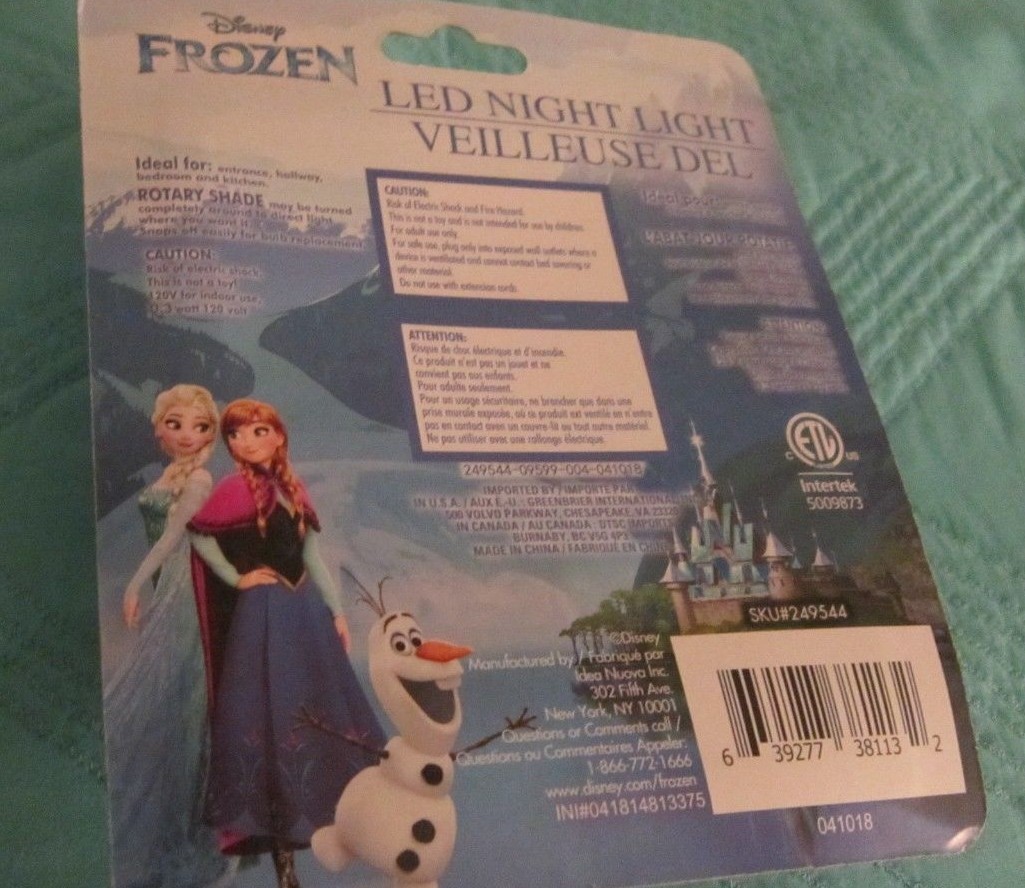 New ! Disney Frozen Night Light for Child's Bedroom, Hallway,Bathroom ...