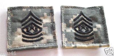 1 PAIR U.S ARMY COMMAND SERGEANT MAJOR RANK TABS ACU WITH HOOK BACK ...