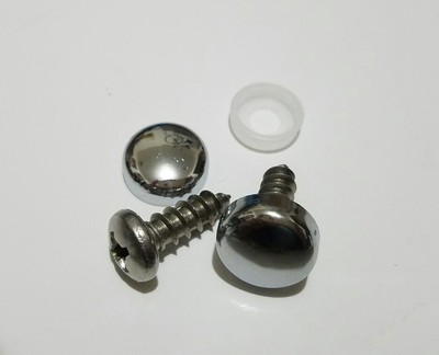 (2) License Plate Security Screw Cap Covers WITH STAINLESS SCREWS ...