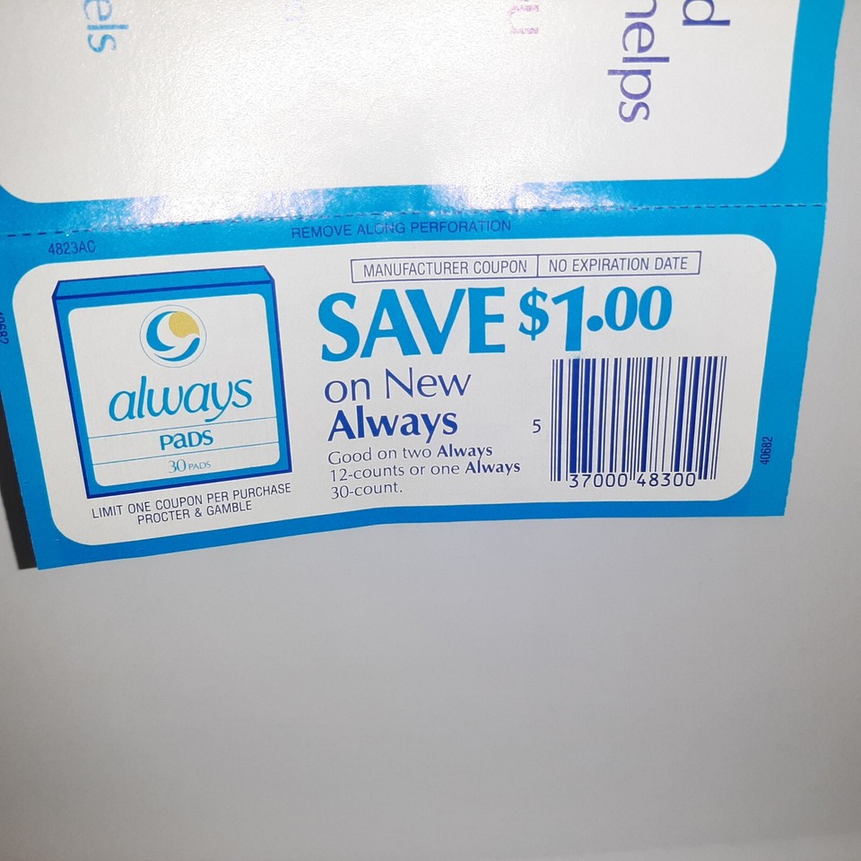 Vintage Always Sample Pack Pantiliners Maxi Pads 1983 + Coupon | eBay