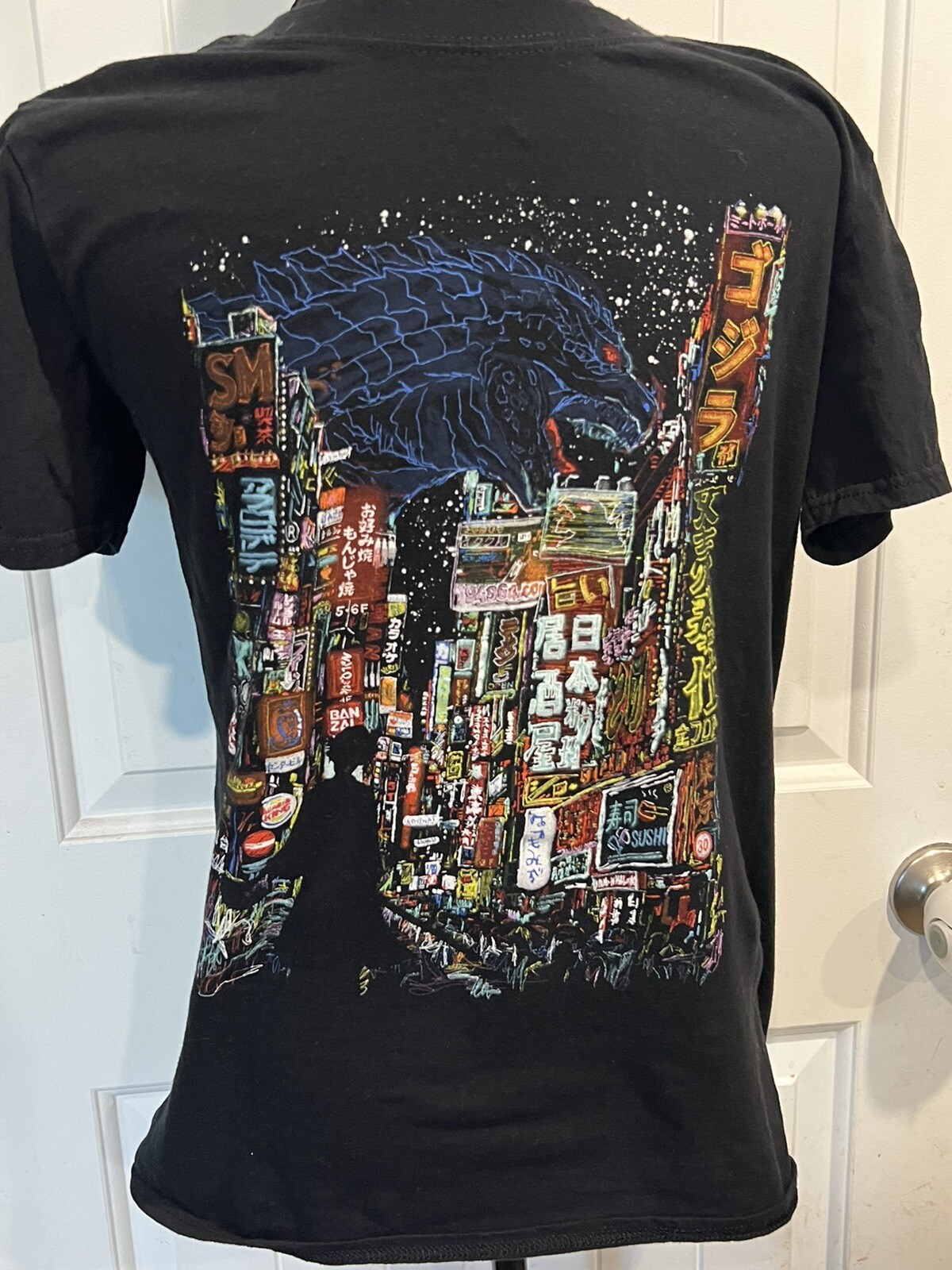 Threadless Kaiju City Godzilla Anime Artist Graphic Black Japanese T ...
