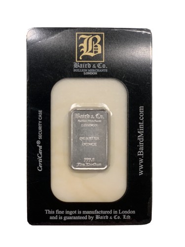 Rhodium 1/10 th oz. Baird Mint Rhodium Bar- Sealed in Assay Card -999.0 ...