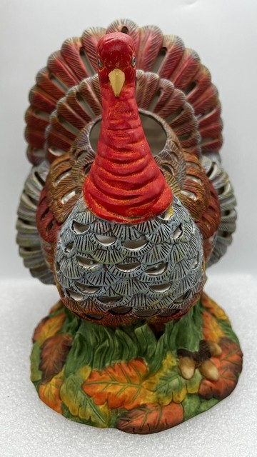 PartyLite P7592 Ceramic Thanksgiving Turkey Gobbler Tea Light Candle ...