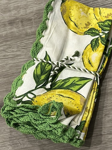 April Cornell Lemons French Provencal Napkin Set Of 4 Crochet Edge ...