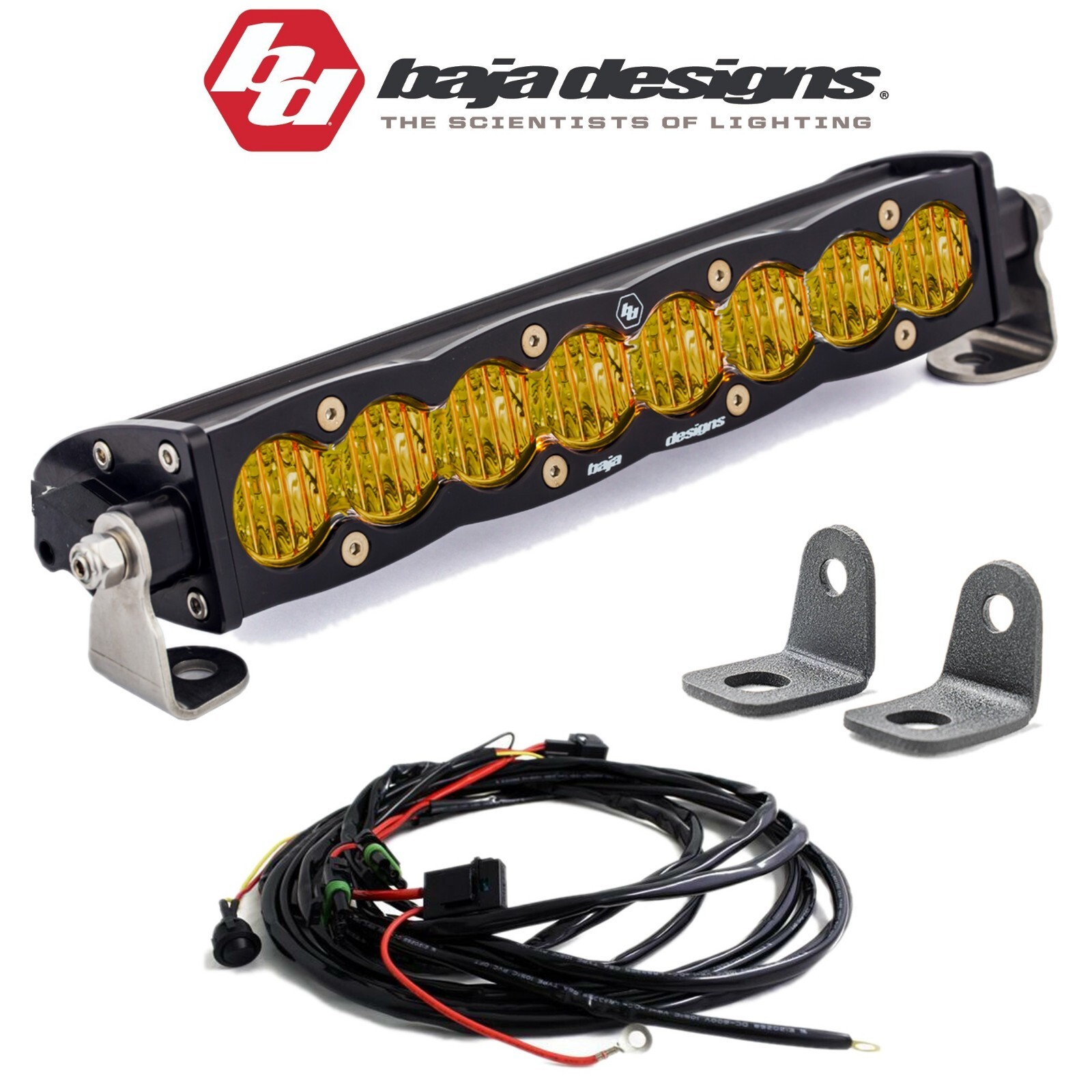 Baja Designs 10" S8 Amber Cornering Hood Light Bar Kit For 18+ Polaris ...