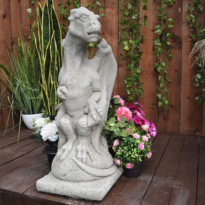 Amazing Stone Cast Gatekeeper Large Dragon Statue - Stunning Gatepost ...