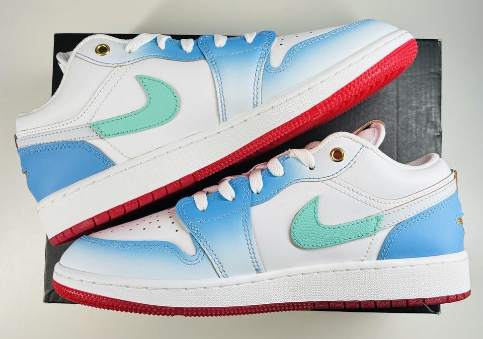 Nike Air Jordan 1 Low SE White Game Royal Blue Gradient GS 7Y / Women’s ...