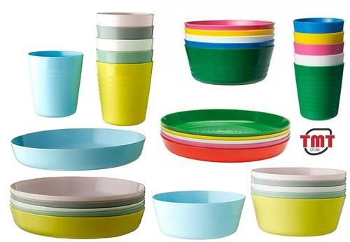 IKEA Kalas Kids Multicolour Plastic Cups Plates Bowls Cutlery Set or ...
