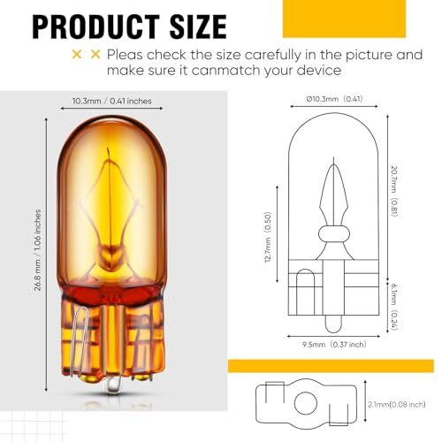 2827NATB Bulbs 12V 5W Natural Amber Bulb W2.1 x 9.5D Base Miniature ...