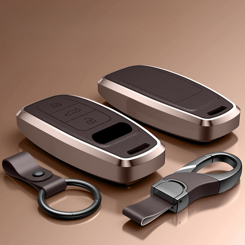 Aluminum Alloy Leather Car Key Case Cover For Audi RS4 RS5 S3 Q5 Q7 TT ...