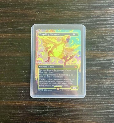 Final Fantasy MTG- Traveling Chocobo BorderlessFoil (Neon Ink Yellow ...