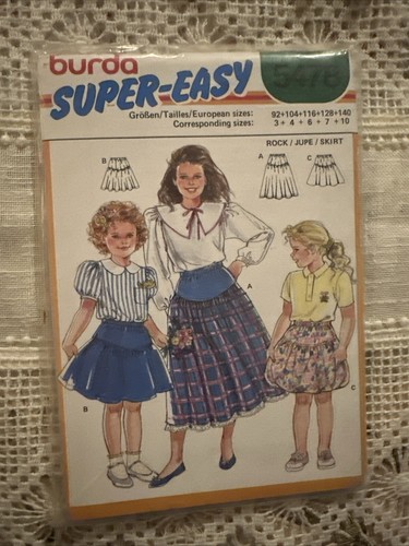 Burda Super Easy Pattern Girls Skirt Size 3-4-6-7-10 | eBay