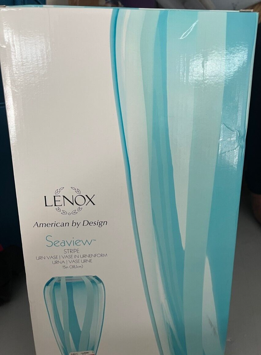 Lenox Seaview Stripe 15" Crystal Urn Vase Blue | eBay