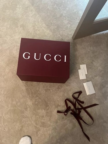 GUCCI Authentic Empty Gift Box - Maroon 16” x 12” x 2” & Ribbon #2 | eBay