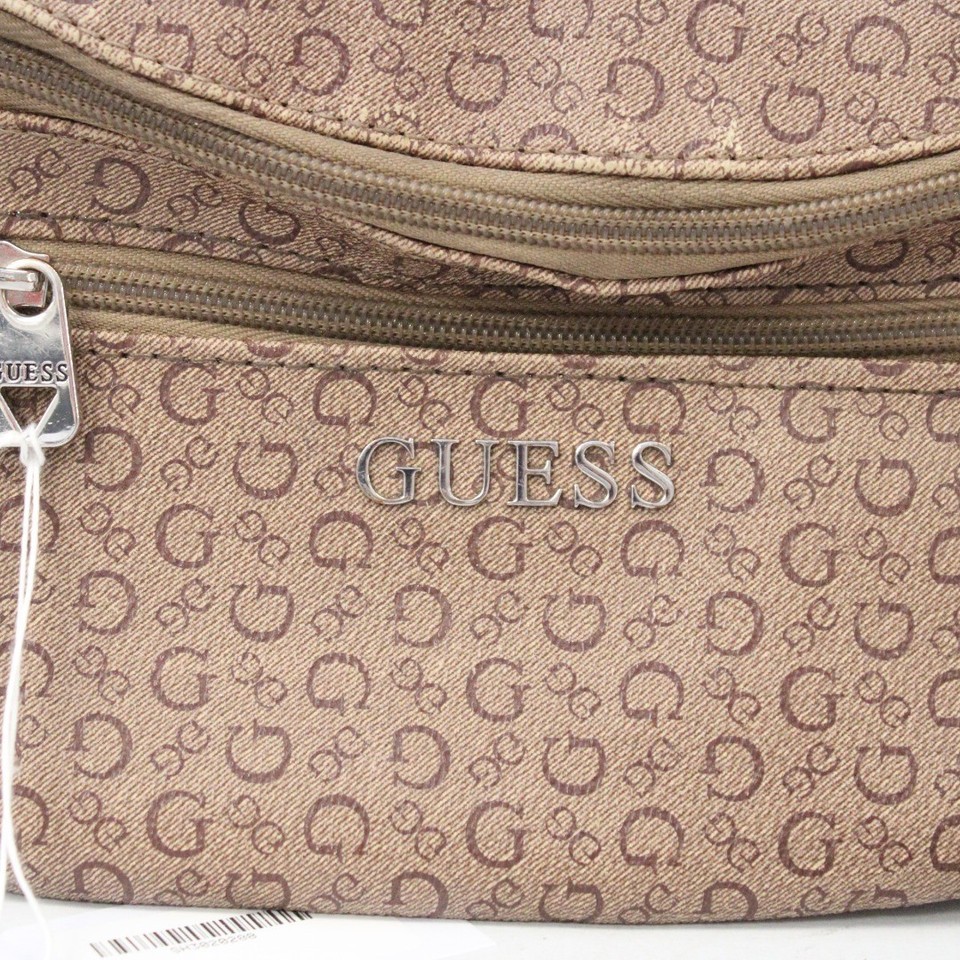 Ladies GUESS Brown Leather Monogram x2 Zipped Fanny Pack Bumbag CB9 ...