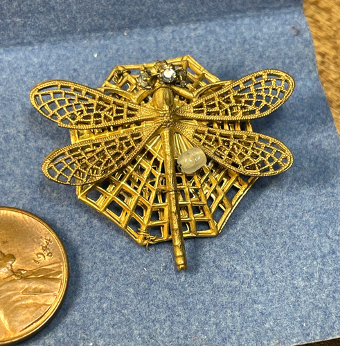Miriam Haskell pin vintage ~1940’s Dragonfly pin mother of pearl | eBay