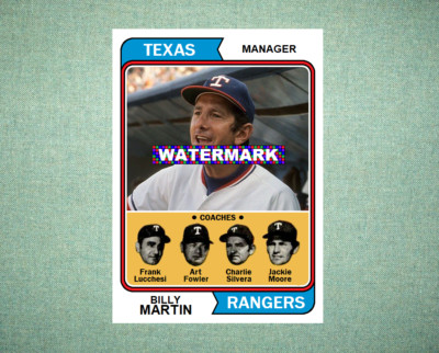 Billy Martin Texas Rangers 1974 Style Custom Baseball Art Card | eBay
