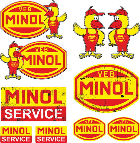 10teil.vintage Aufkleber Set XL MINOL Pirol DDR Oldschool Aufkleber ...
