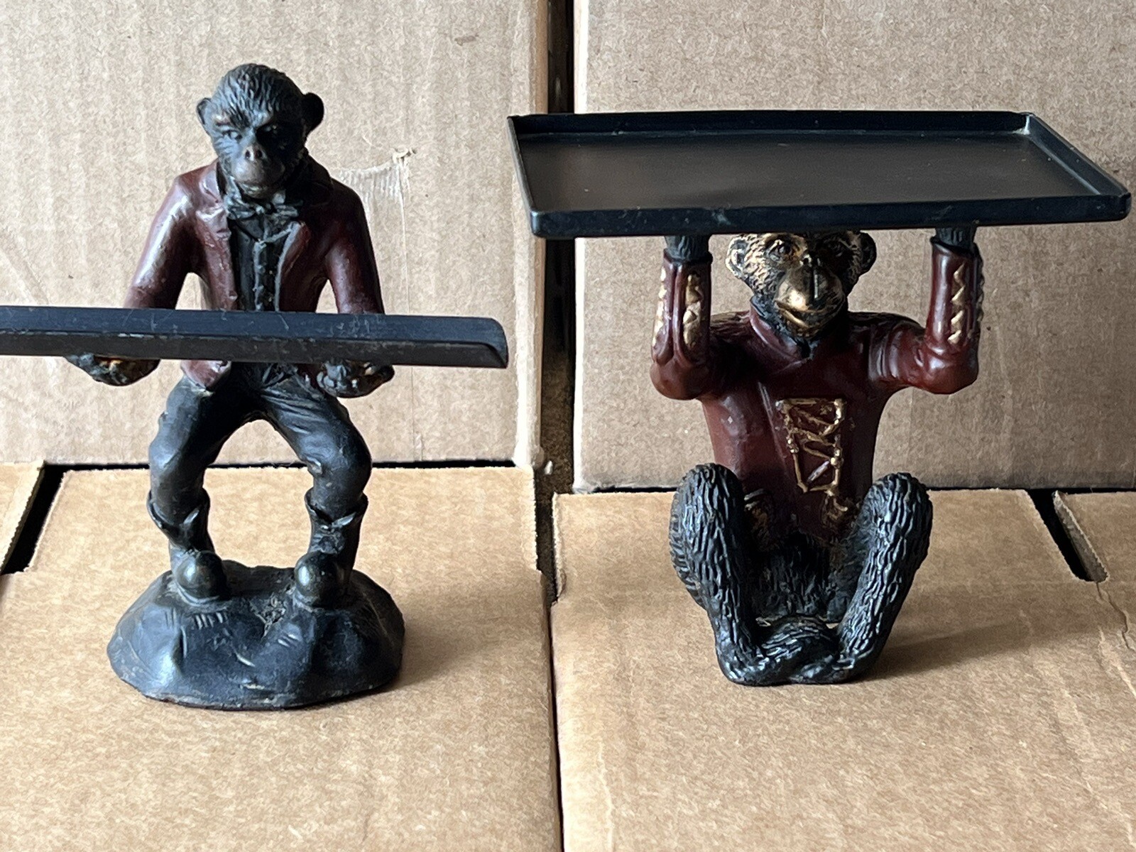 Set of 2 Vintge Cast Iron Bombay Company Monkey Bellhop Butler Pen & Card Holder | eBay