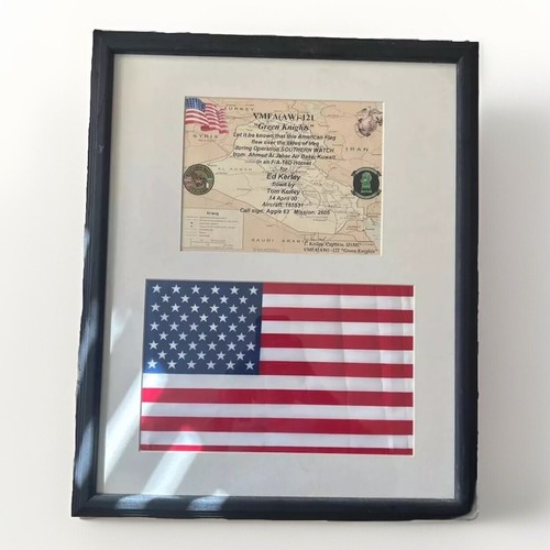 United States Marine Corps Framed Battle Flag Autographed Green Knights ...