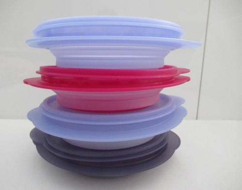 Set 4 Tupperware Flat-Out Collapsible Bowls W Lids Picnic Caravan ...