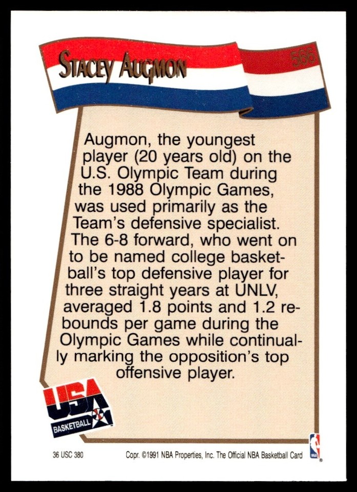 1991-92 Hoops Stacey Augmon A36 USA #566 | eBay