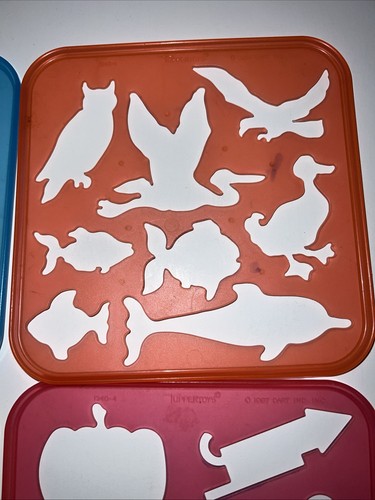 Lot 7 Vintage Tupperware Tuppertoys Stencil Art Animals Transportation ...