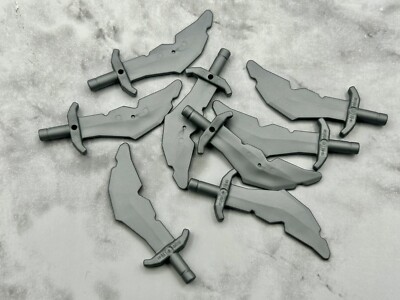Lego Parts (8) Flat Silver Minifigure, Weapon Sword, Scimitar w Nicks ...