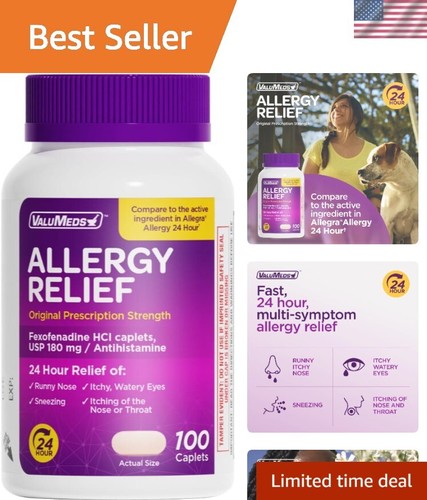 Long-Lasting Non-Drowsy Allergy Relief - 100 Tablets, 24-Hour ...