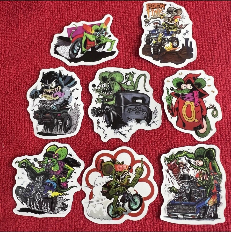 🔥 24 Rat Fink Mouse Ed Big Daddy Roth Hot Rod Art Vinyl Decal Sticker ...