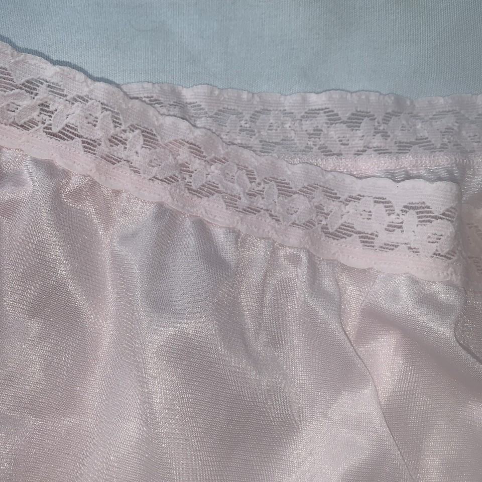 Nwt Vtg Maidenform Pink Nylon Satin Silky Sheer 7 L Granny Panties Lace