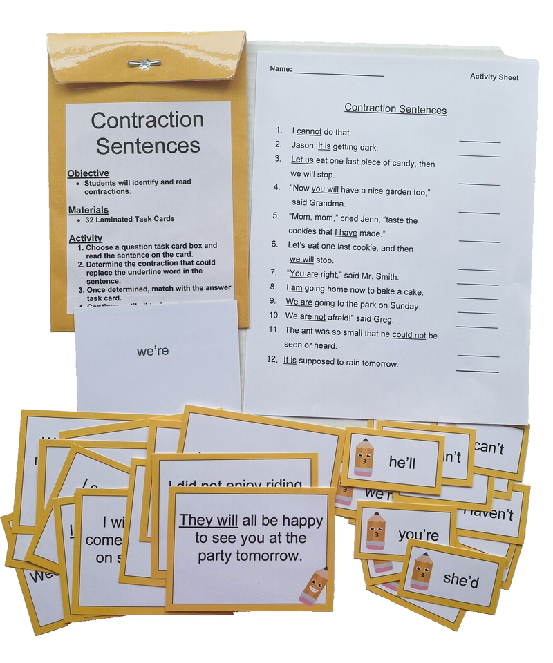 Educational Literacy Center Learning Resource Game Contraction ...