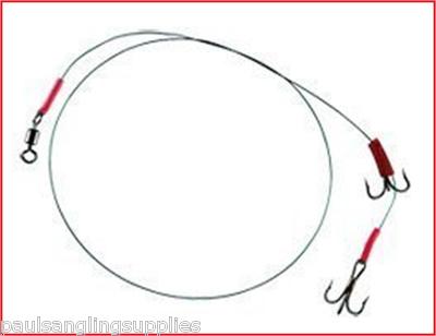 1 x ASL Pike Fishing Trace Rig Double Treble Hooks For Sea / Pike ...
