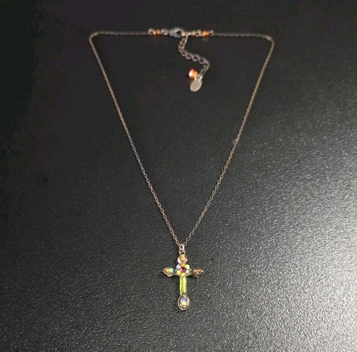 Firefly Mosaic Crystal Cross Pendant Necklace | eBay