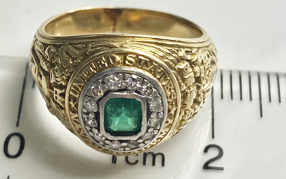 1949 14K USNA EMERALD DIAMOND CLASS SWEETHEART US NAVAL ACADEMY ...