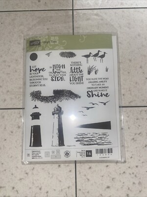 Stampin Up HIGH TIDE Stamp Set Lighthouse Seagulls Beach Ocean Water ...