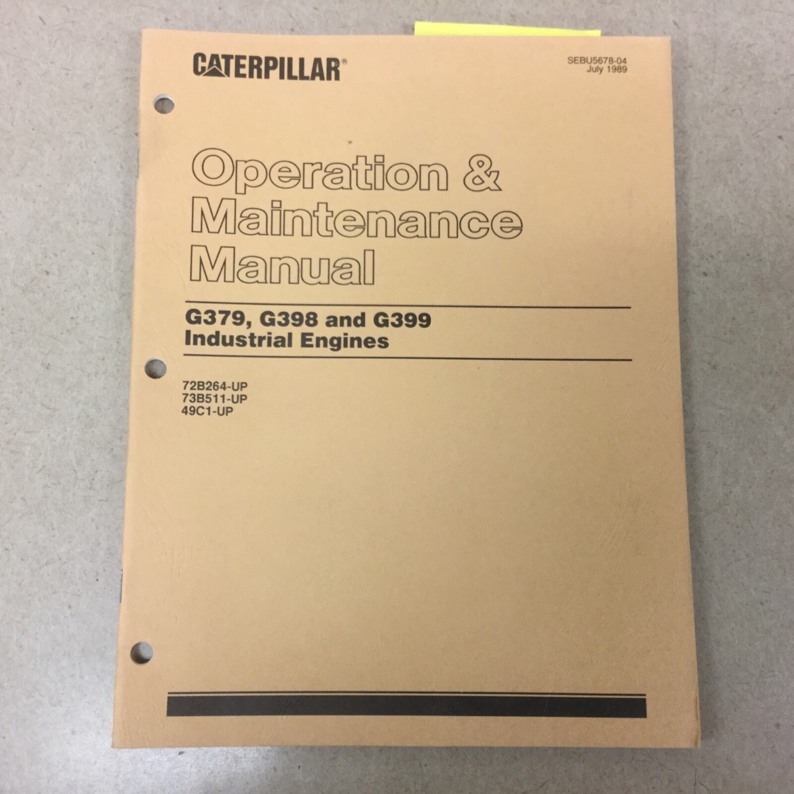 CAT Caterpillar G379 G398 G399 Operation Maintenance Manual Engine ...