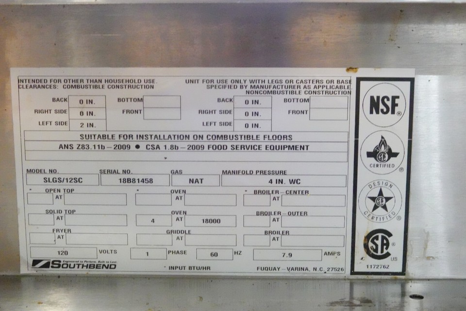 SOUTHBEND FULL SIZE NATURAL GAS CONVECTION OVEN MODEL SLGS/12SC | eBay
