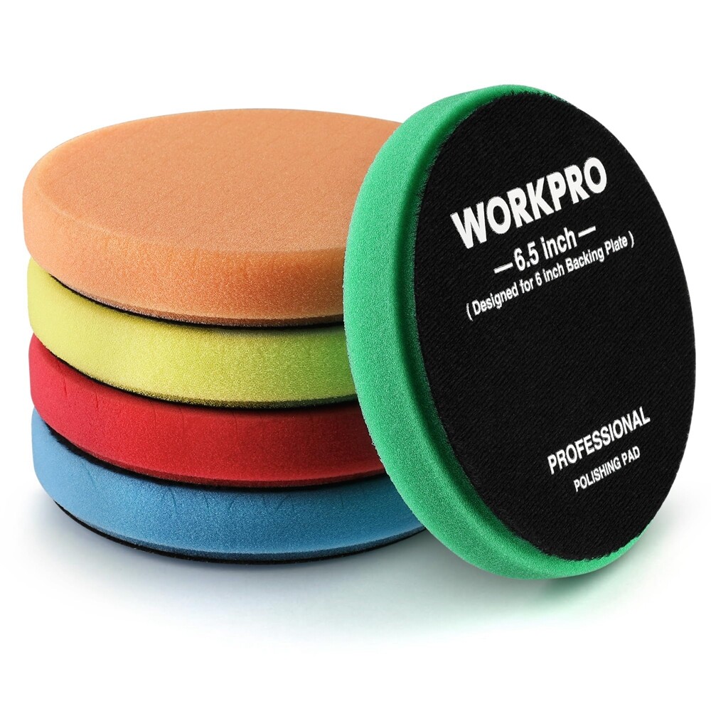 WORKPRO 5PC 6.5" Buffing Sponge Pads Sponge Waxing Foam Buffing Kit Car ...