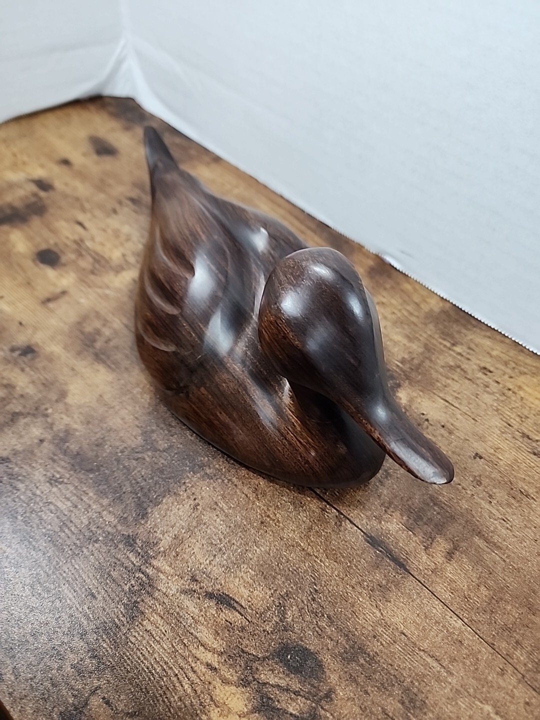 Hand Carved Solid Wood Duck Sculpture Heavy | eBay