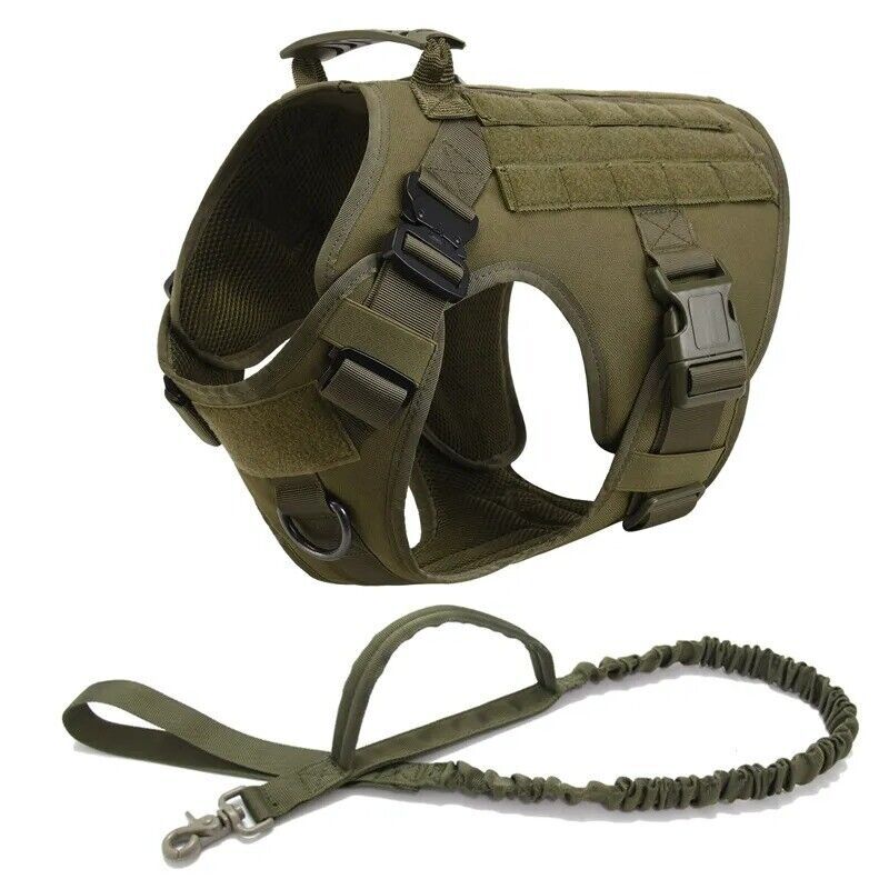 Military Pet Vest, Tactical Training Dog Harness and Leash Set For All ...