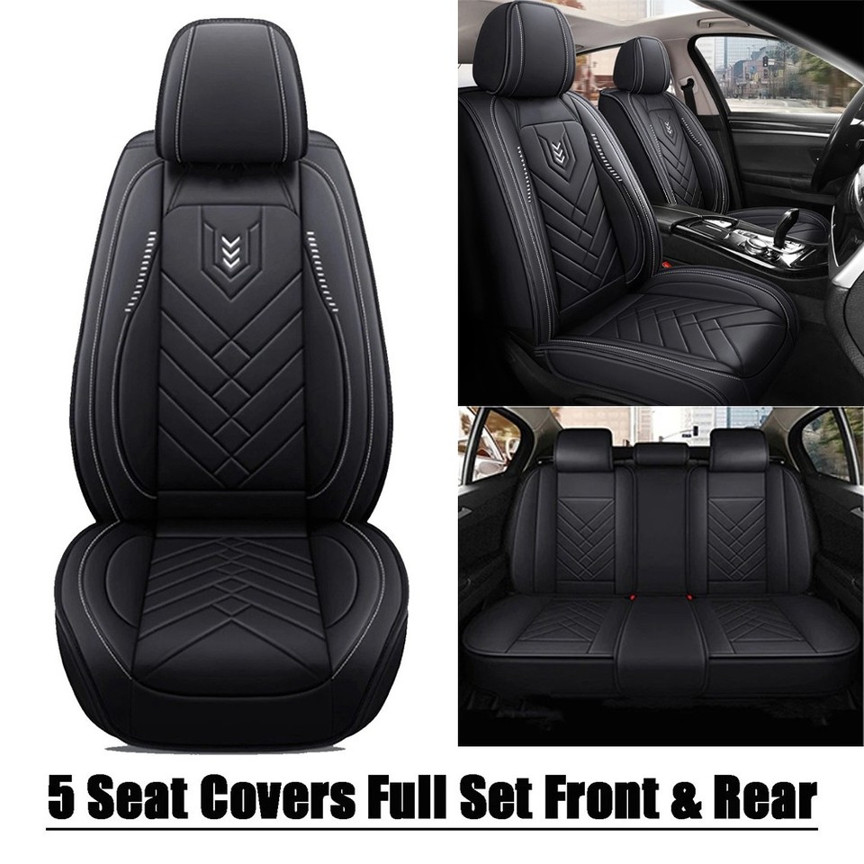For Honda/Toyota Car Faux Leather Seat Covers Front & Rear Cushion 5 ...
