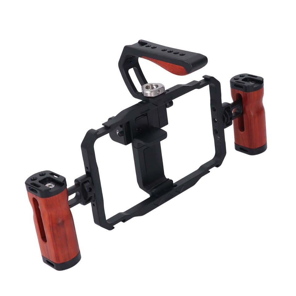 Smartphone Video Rig Kit Aluminum Alloy Detachable Dual Wooden Handles ...