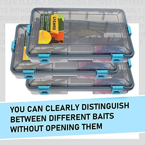 2pcs Waterproof Fishing Tackle Box with Detachable Partition Fishing ...