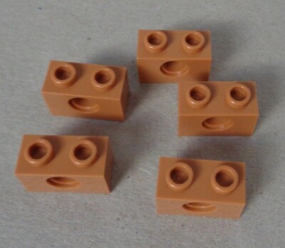LEGO Parts & Pieces 3700 - 6192920 Technic Brick 1x2 Medium Nougat x5 ...